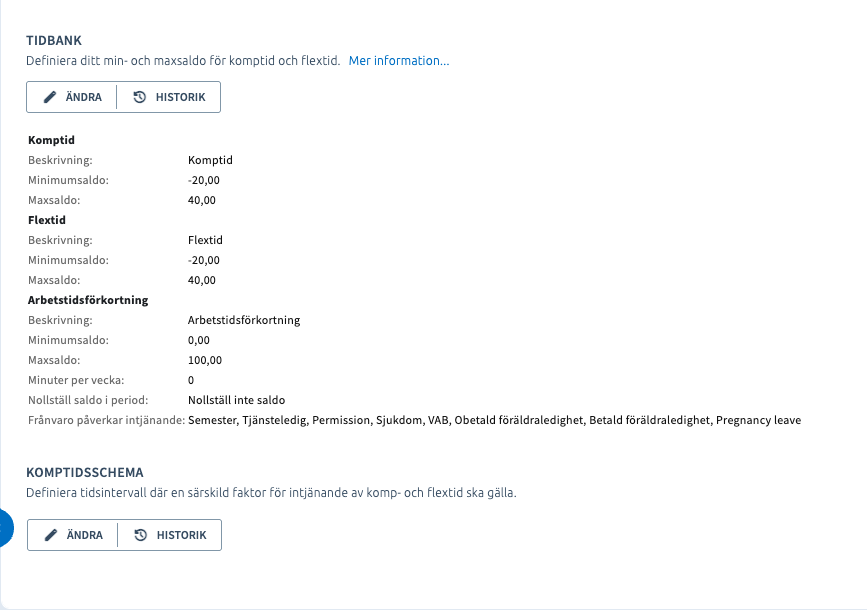 Kompensationstid, Flextid och Arbetstidsförkortning