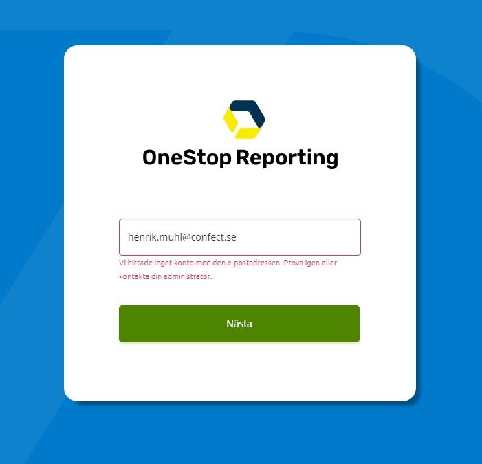 Anslut och åtkomst till OneStop Reporting